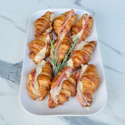 Mini French Butter Croissants with Leg Ham and Swiss Cheese - Box of 12 ...