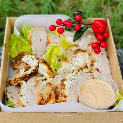 Chicken Breast Platter stuffed with ricotta, semi dried tomato ...